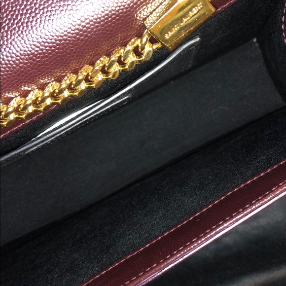 Yves Saint Laurent | Bags | Satinlauren Burgundy Color Shoulder Bag ...